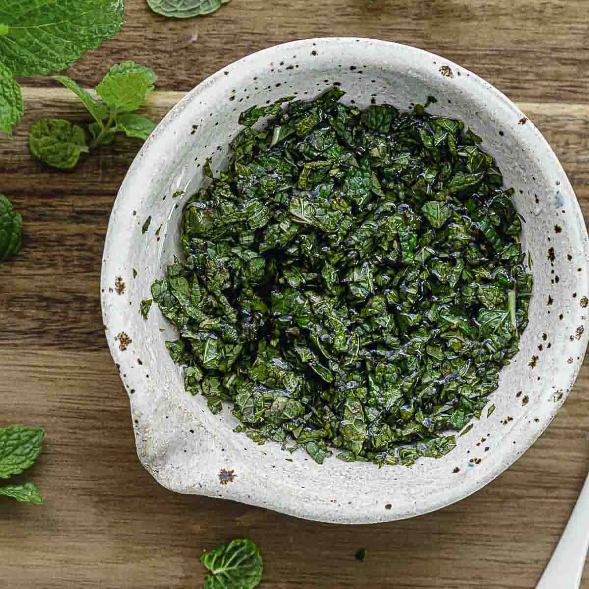 Easy Homemade English Mint Sauce - Sandhya's Kitchen