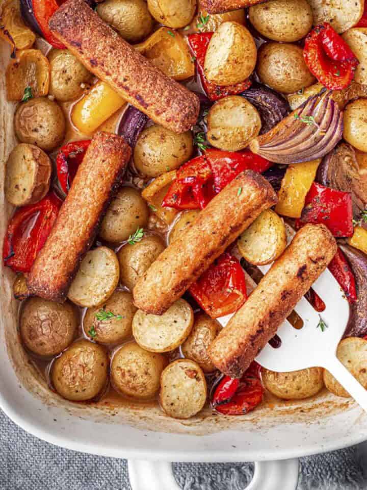 Roasted Summer Vegetable Tray Bake - Sandhya's Kitchen