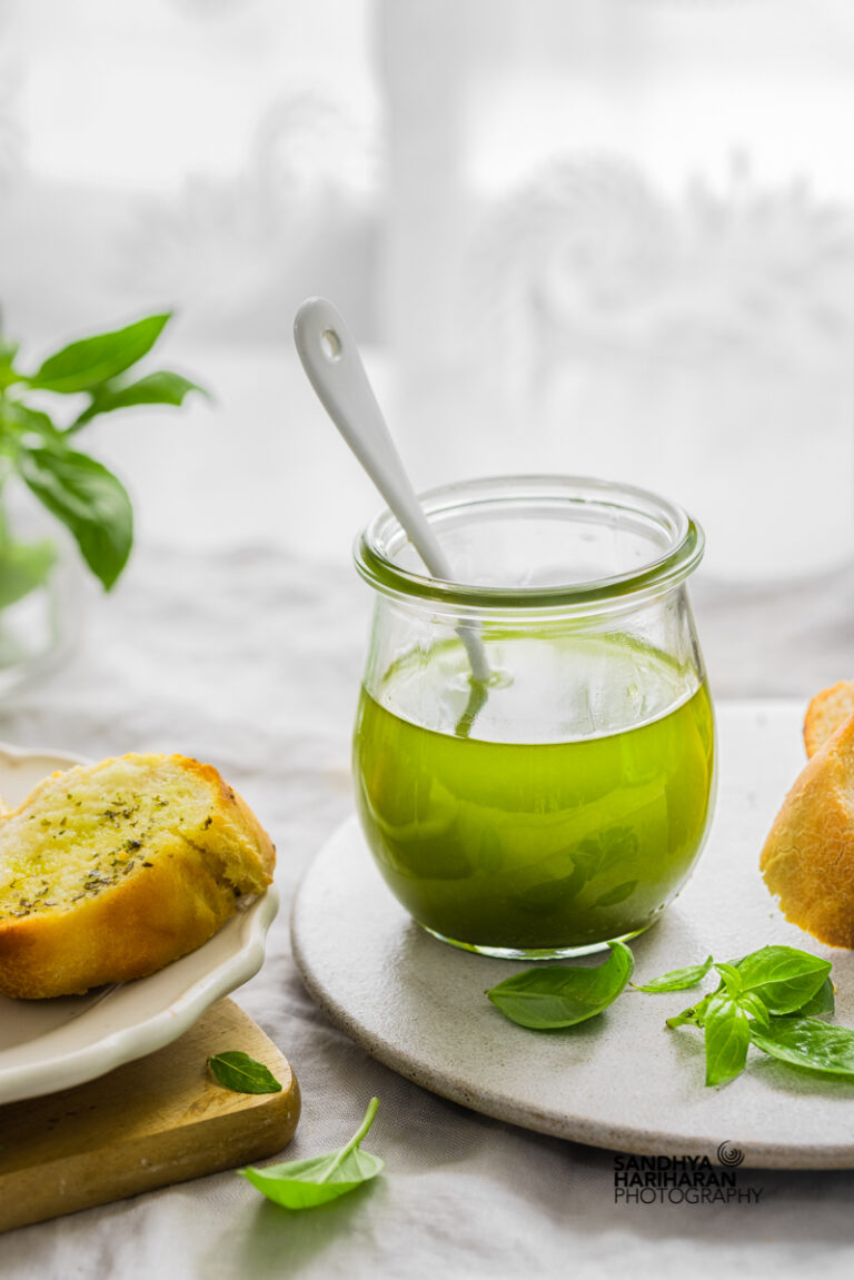 Fresh Basil Oil (Basil infused olive oil) - Sandhya's Kitchen
