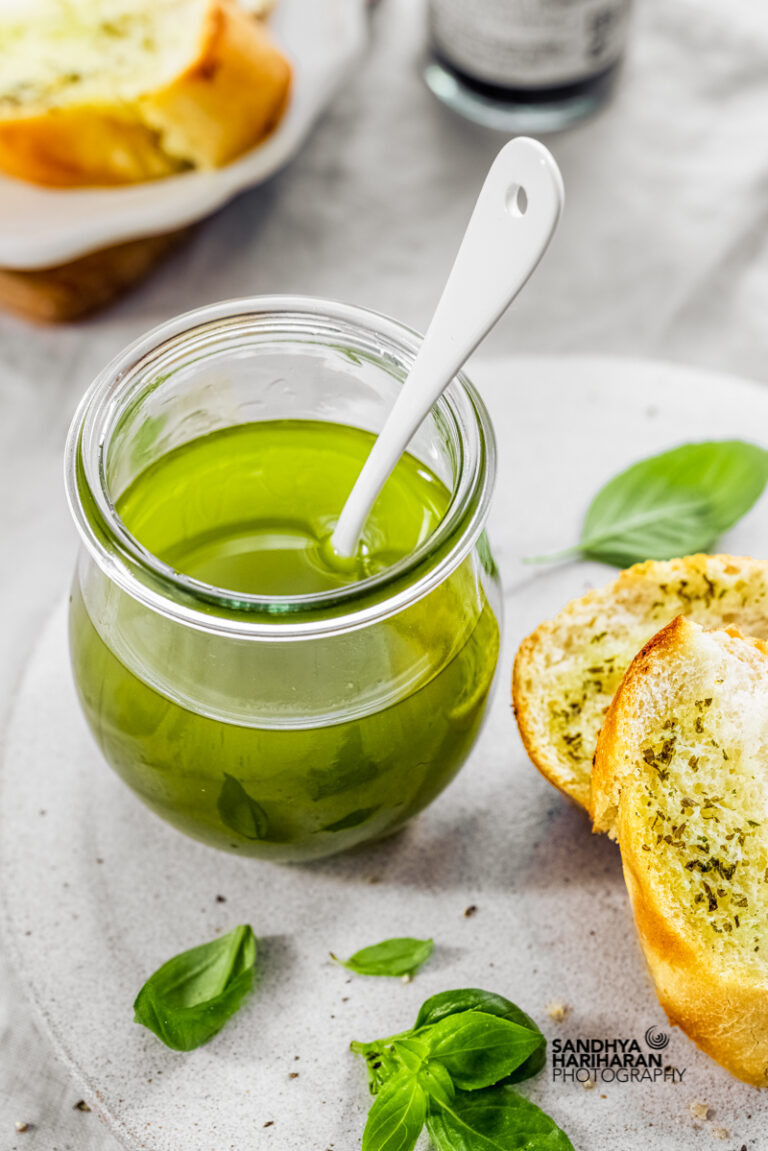Fresh Basil Oil (Basil infused olive oil) - Sandhya's Kitchen