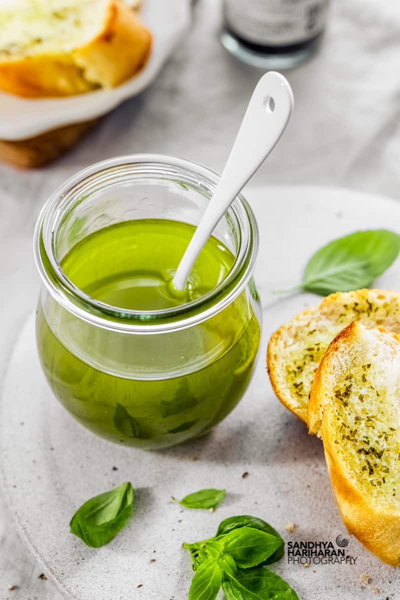 Fresh Basil Oil (Basil infused olive oil) - Sandhya's Kitchen