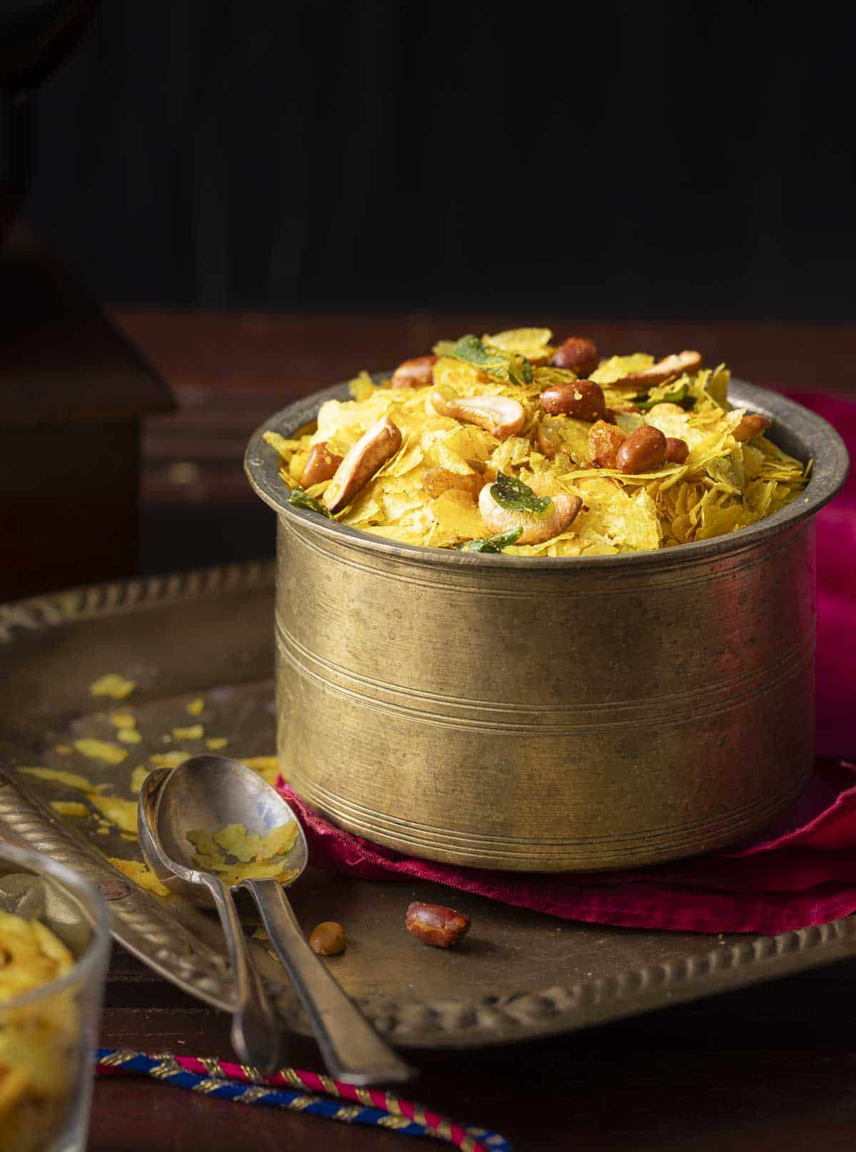 Roasted Thin Poha Chivda - Sandhya's Kitchen