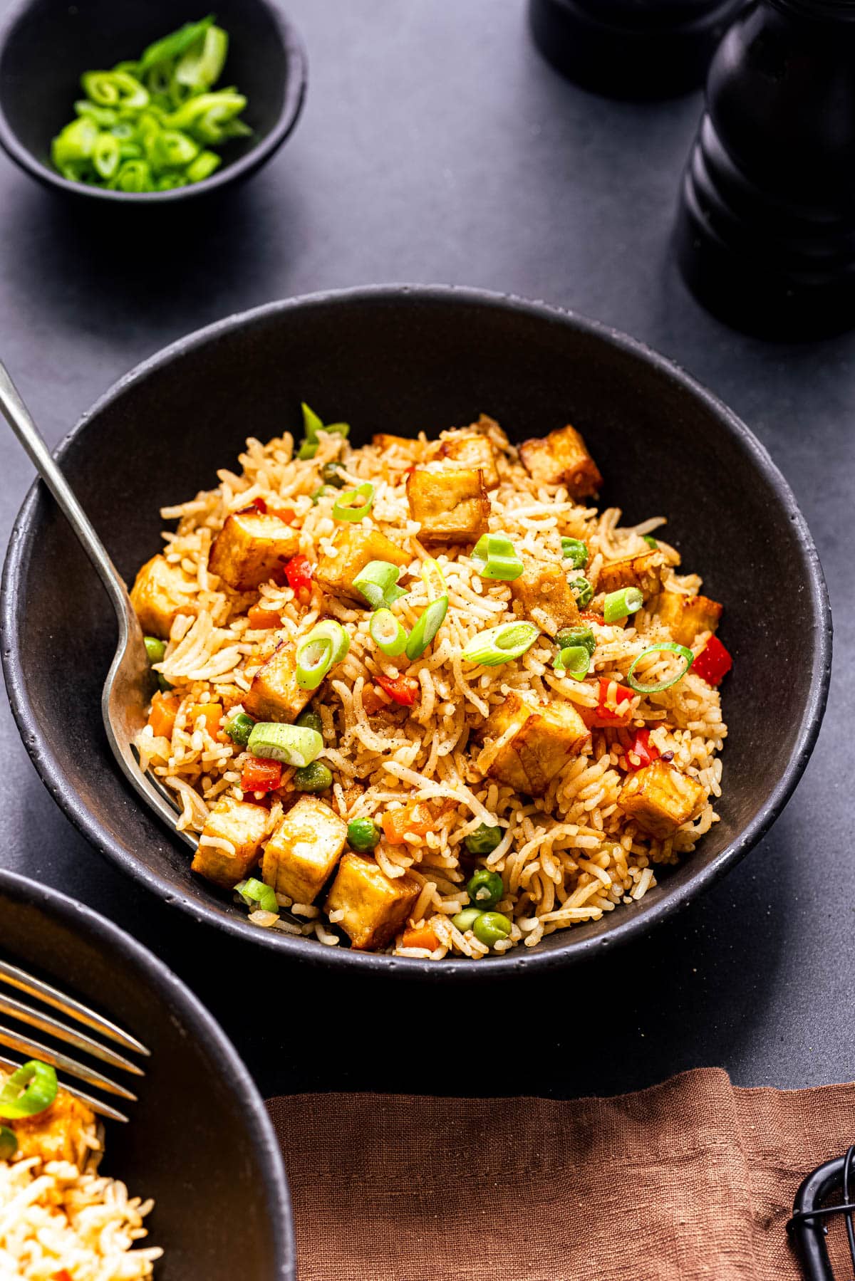 Veggie fried rice with crispy tofu - Sandhya's Kitchen