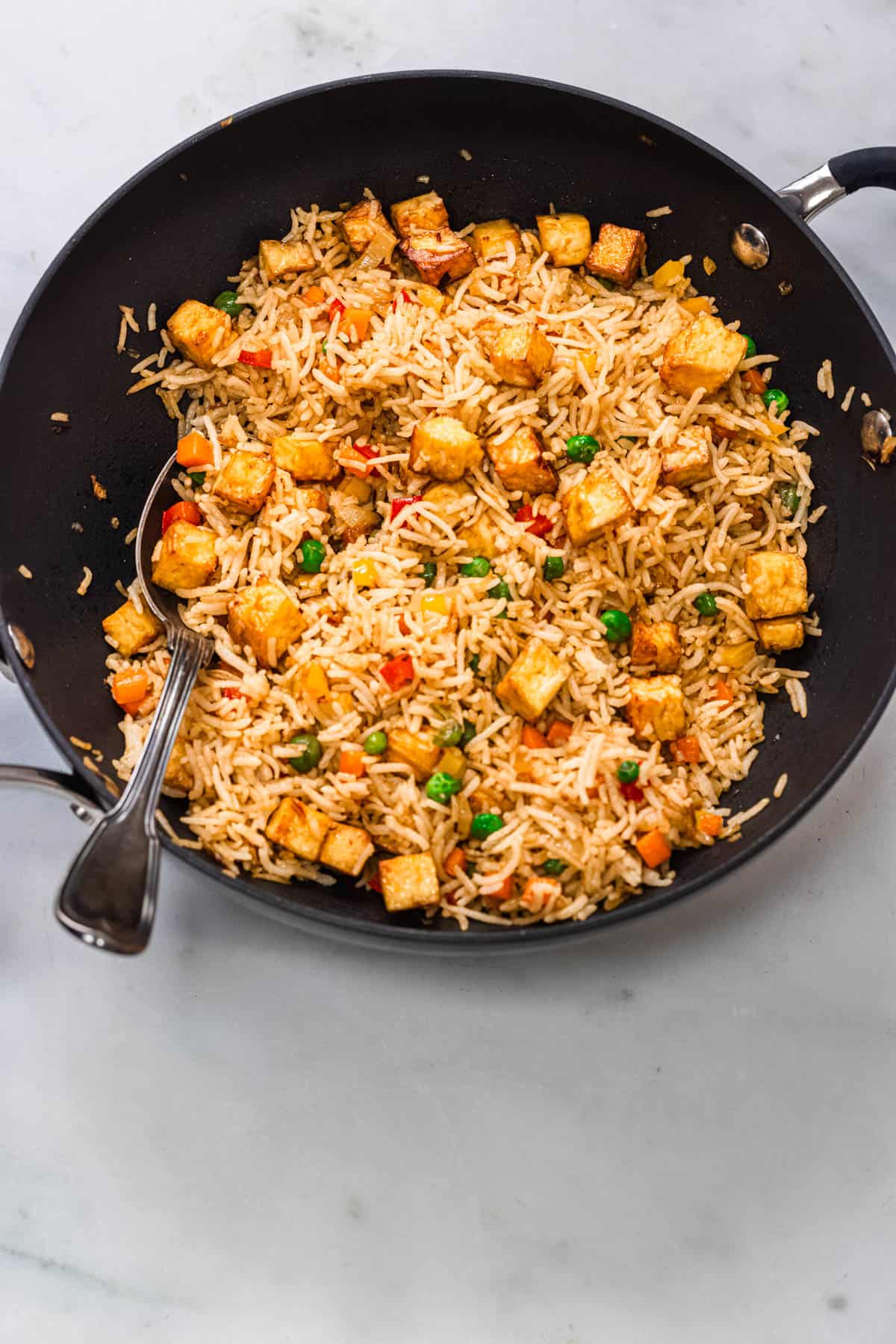 Veggie fried rice with crispy tofu - Sandhya's Kitchen
